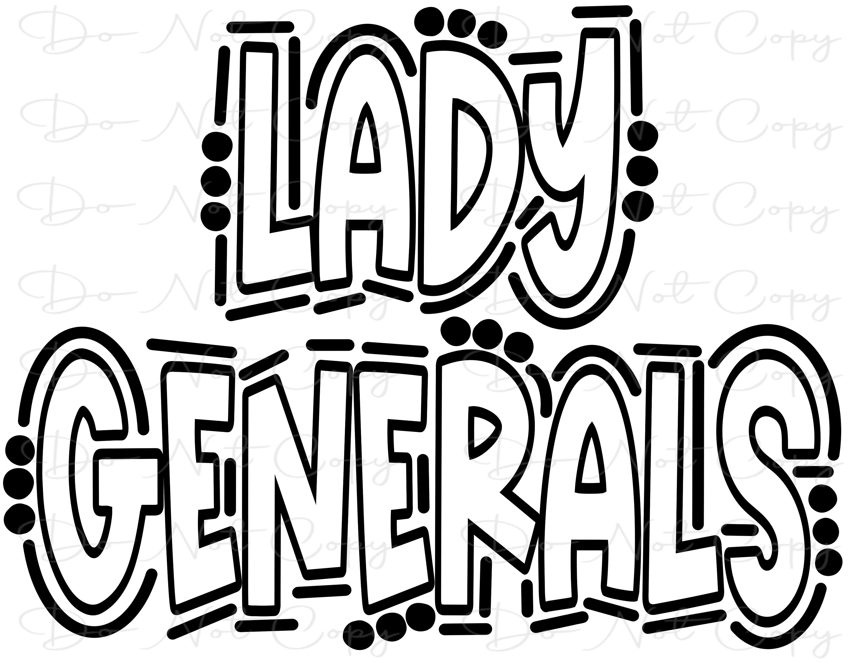 Lady Generals Doodle Letters Transparent Background Sublimation PNG and ...