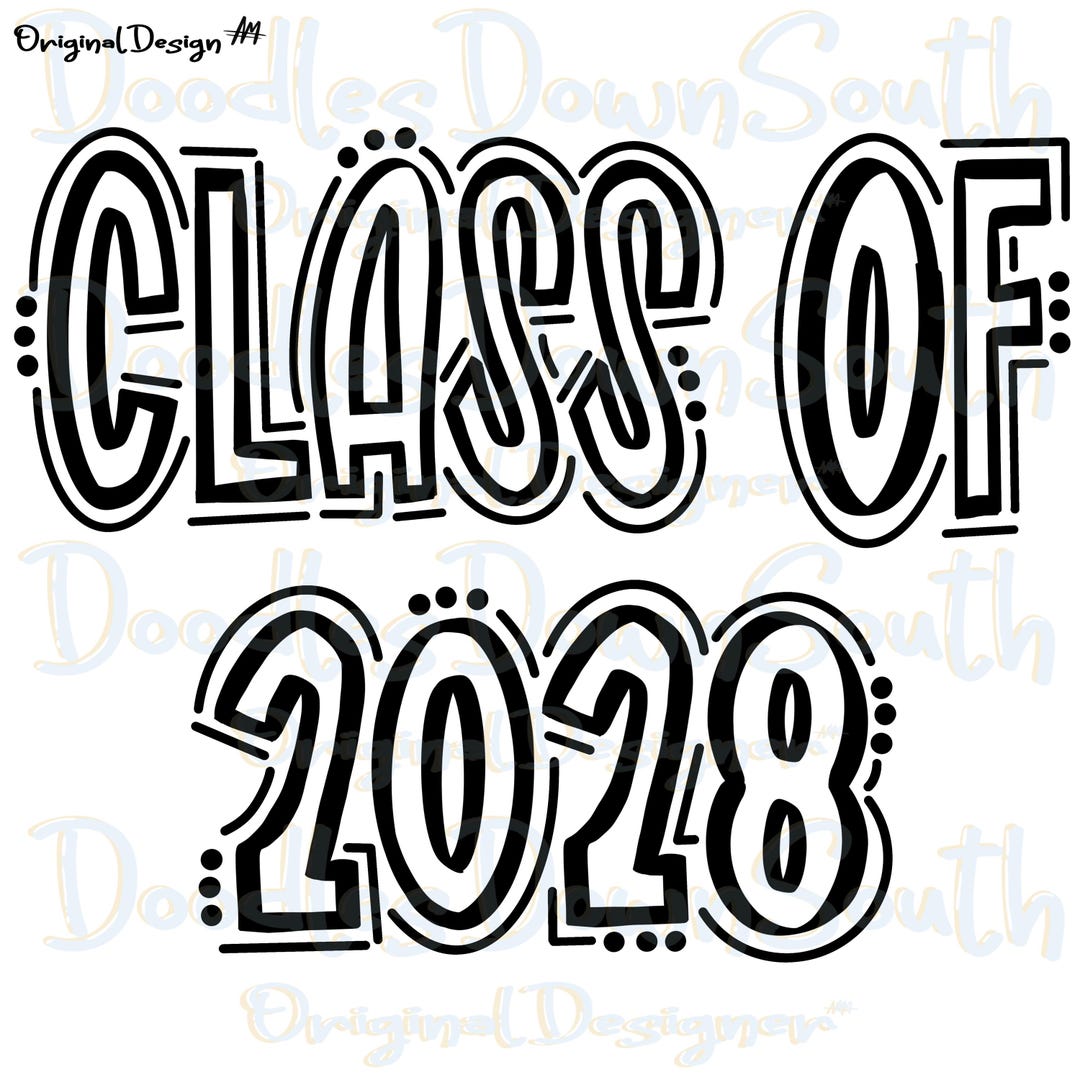 Class of 2028 - Doodle Word Outline - Sublimation PNG and SVG - Digital ...