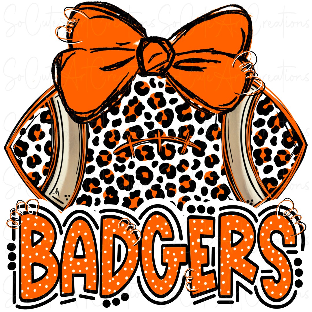BADGERS - Football and Bow - Doodle Letters - School Spirit ...
