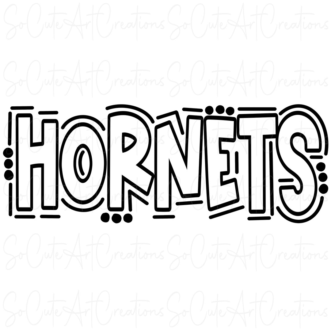 HORNETS - Doodle Letters Transparent Background - Sublimation PNG and ...