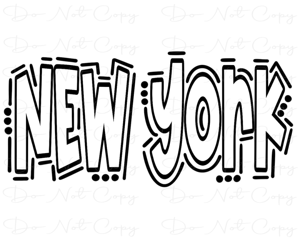New York Doodle Letters Transparent Background Sublimation - Etsy