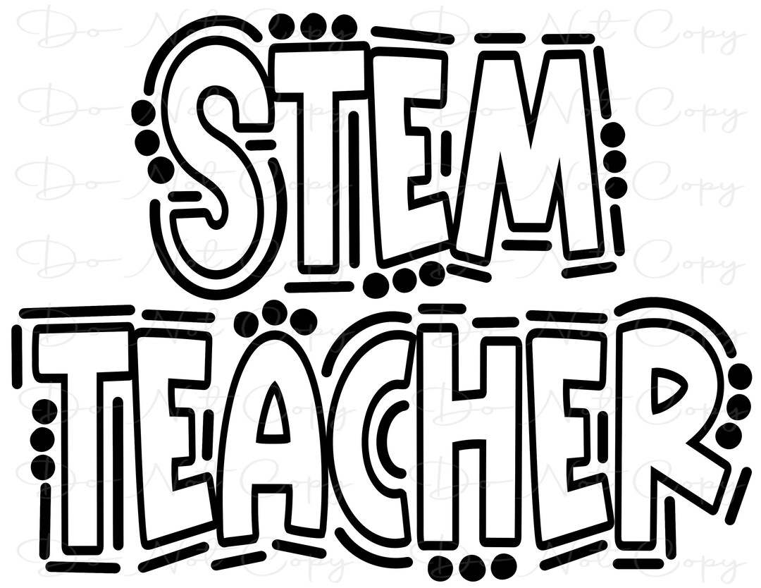 Stem TEACHER - Doodle Letters Transparent Background - Sublimation PNG ...