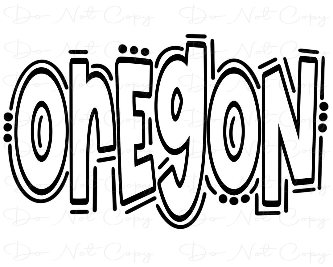 Oregon - Doodle Letters Transparent Background - Sublimation PNG and ...