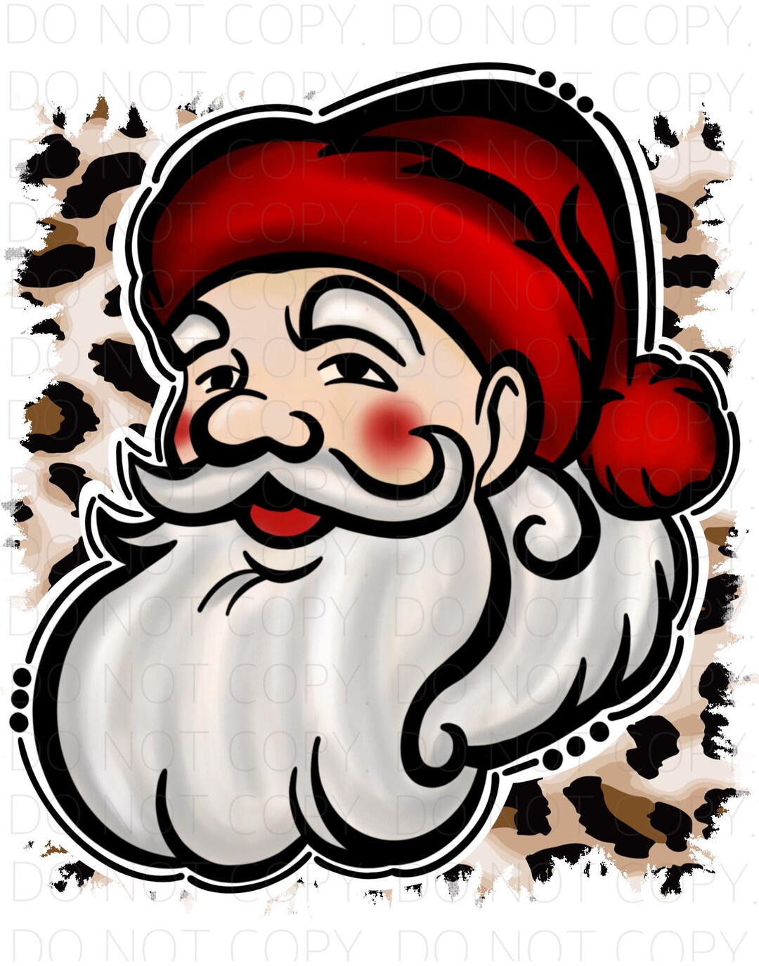 Leopard Santa Clause - Sublimation PNG - Digital - Clip Art - Etsy