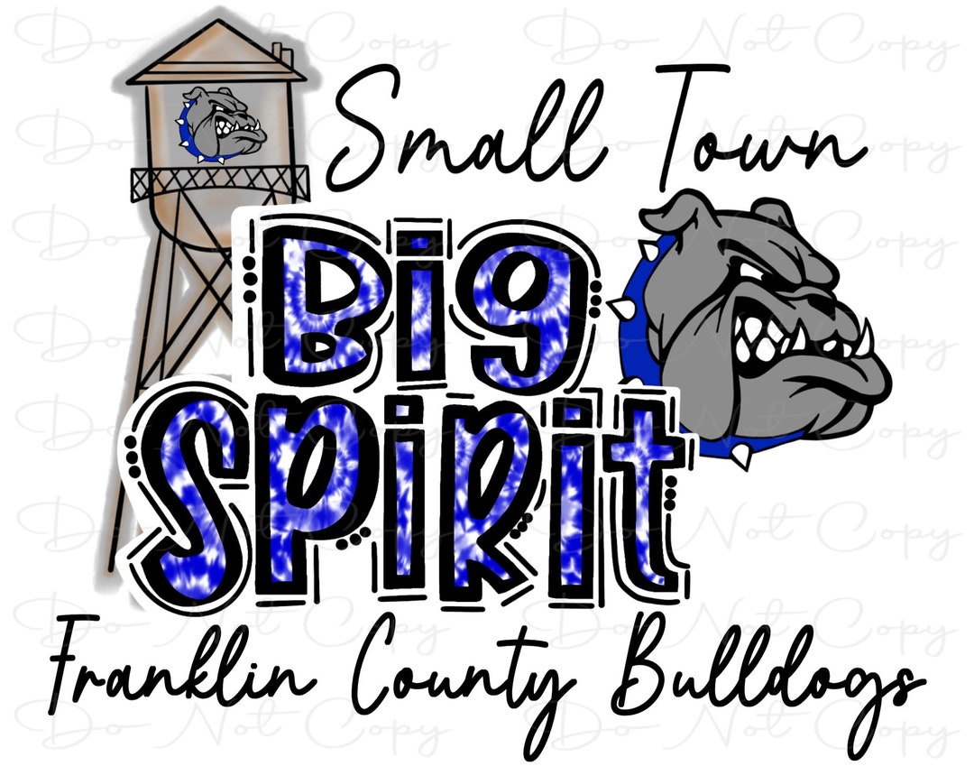 Small Town Big Spirit - Blue Bulldogs - Doodle Letters Tiedye ...