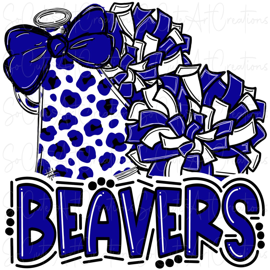 BEAVERS - Cheer Pompoms Megaphone Mascot - Doodle Letters - Sublimation ...