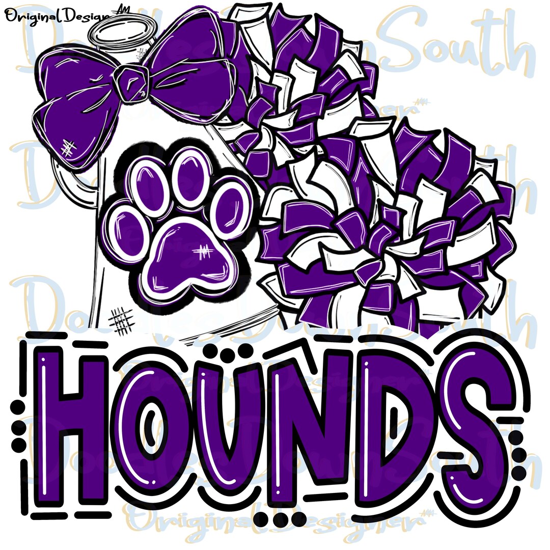 HOUNDS - Cheer Pompoms Megaphone Mascot - Doodle Letters - Sublimation ...