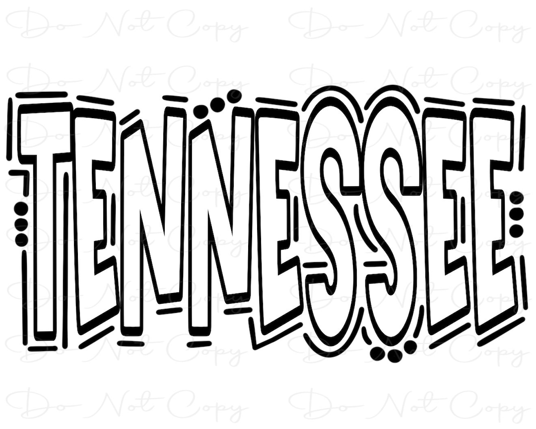 Tennessee - Doodle Letters Transparent Background - Sublimation PNG and ...