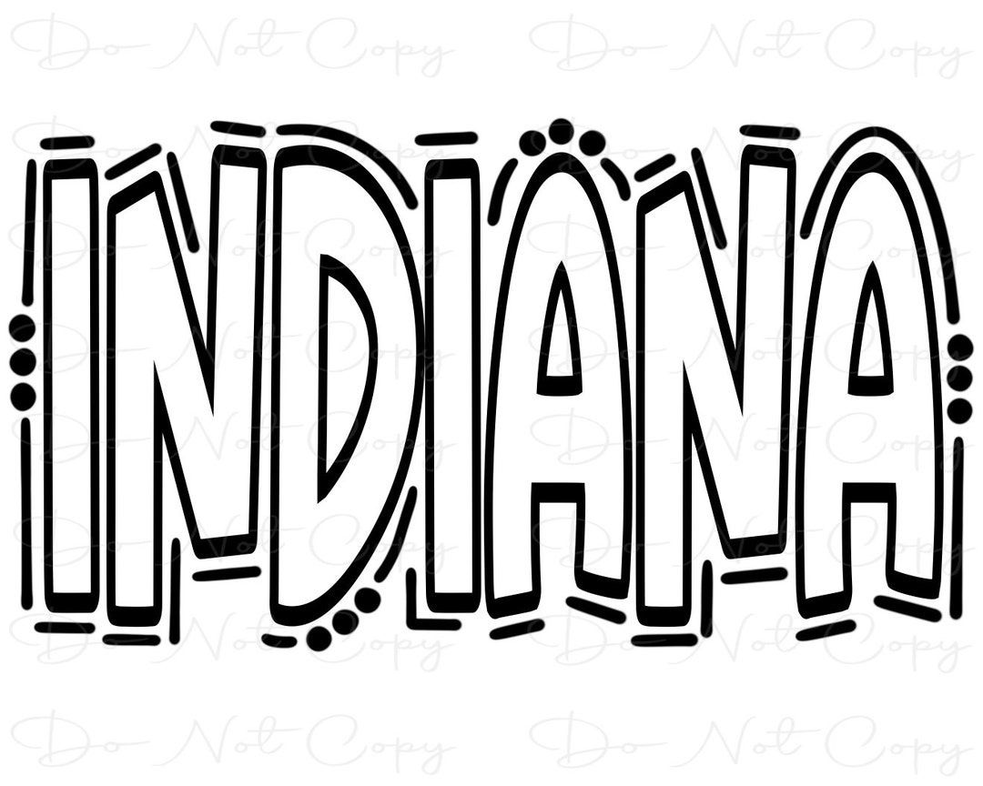 Indiana - Doodle Letters Transparent Background - Sublimation PNG and ...