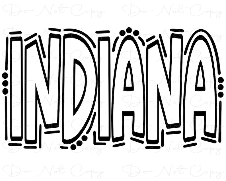 Indiana - Doodle Letters Transparent Background - Sublimation PNG and ...