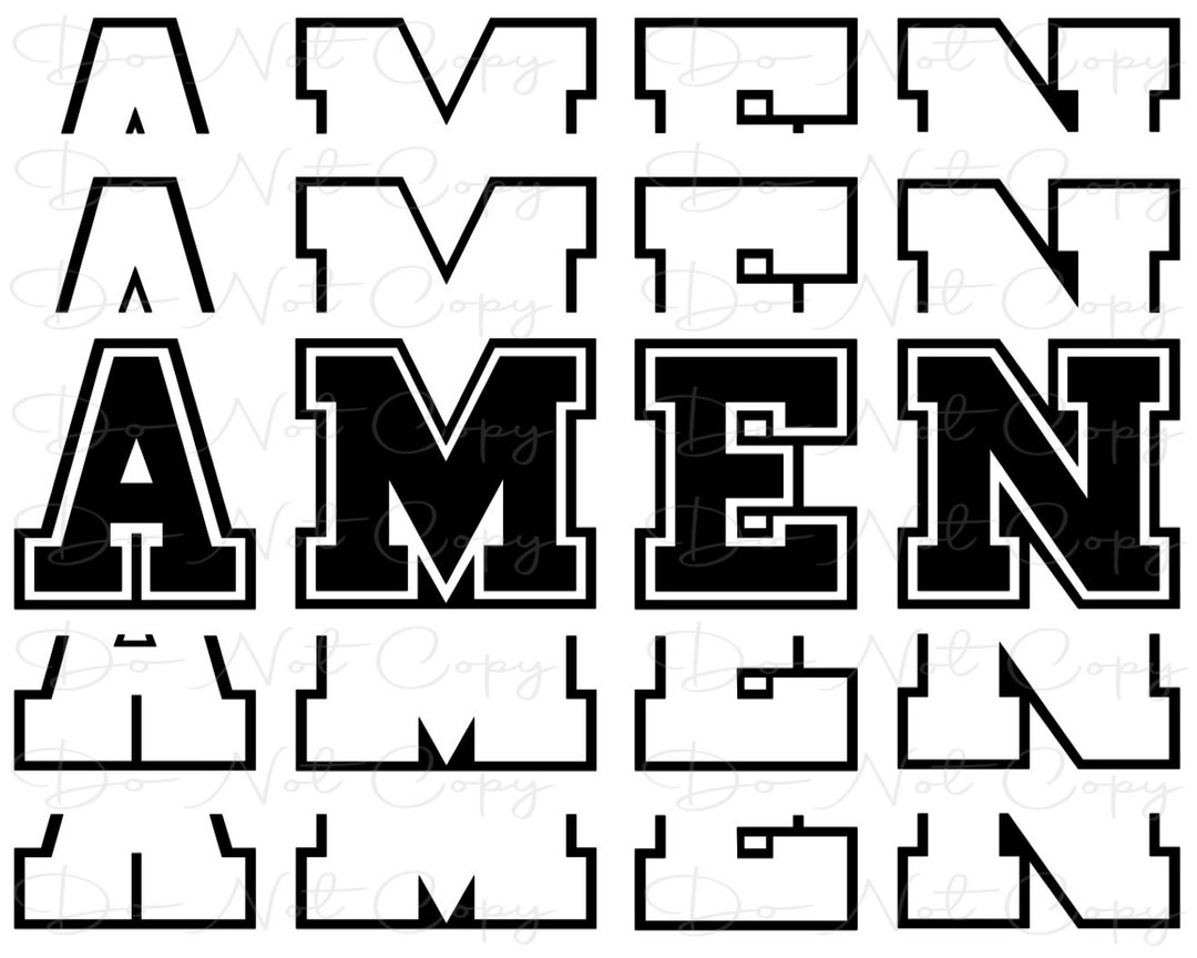 AMEN - Bock Letters - Transparent Background - Sublimation PNG ...