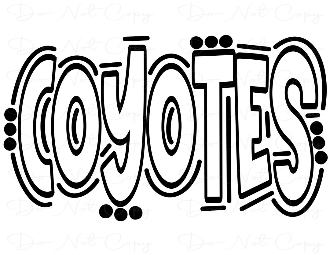 COYOTES - Doodle Letters Transparent Background - Sublimation PNG and ...