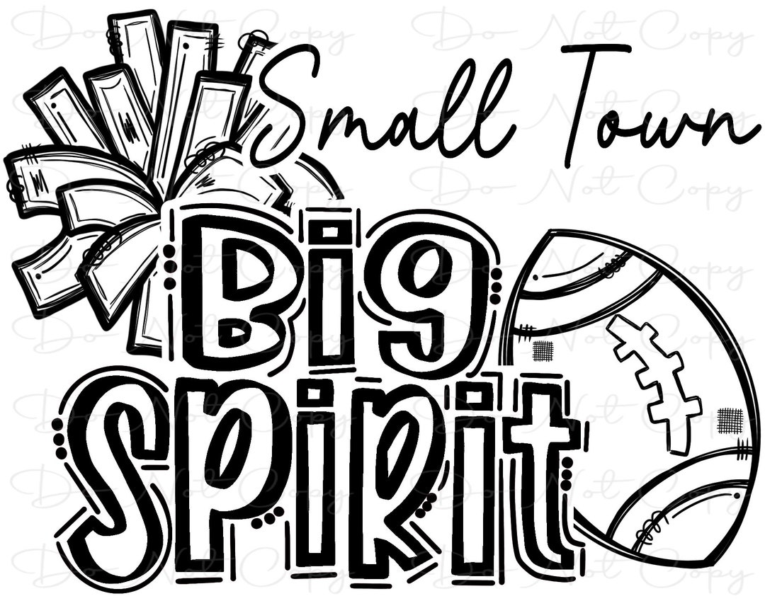 Small Town Big Spirit - Football and Pompom PNG - Digital Artwork - Etsy