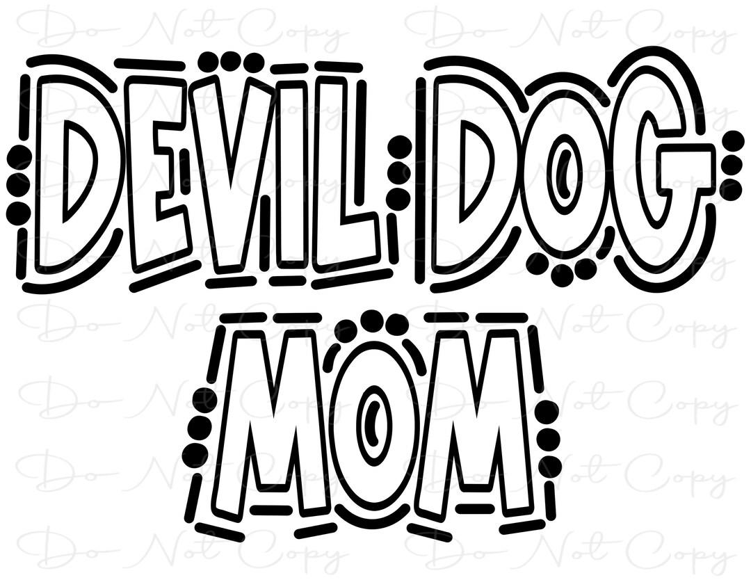 Devil Dog Mom - Doodle Letters Transparent Background - Sublimation PNG ...