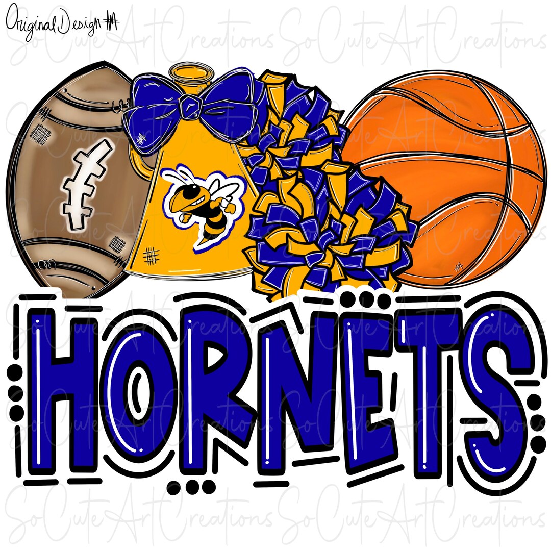 Hornets - Cheer Pompoms Megaphone Football Basketball Mascot - Doodle ...