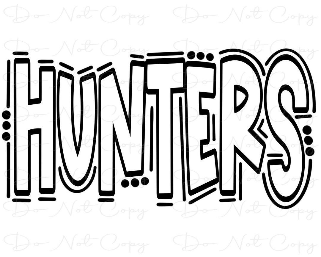 HUNTERS - Doodle Letters Transparent Background - Sublimation PNG and ...