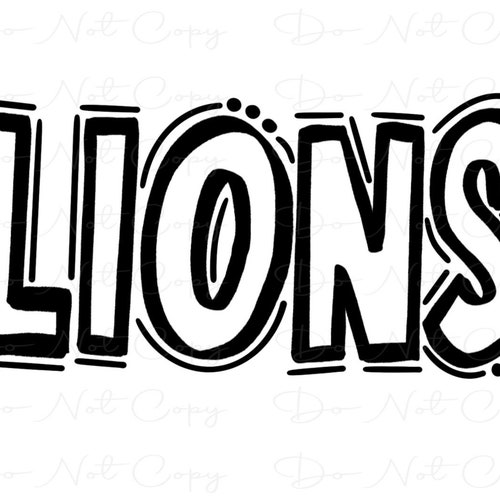 LIONS Doodle Letters Transparent Background Sublimation - Etsy