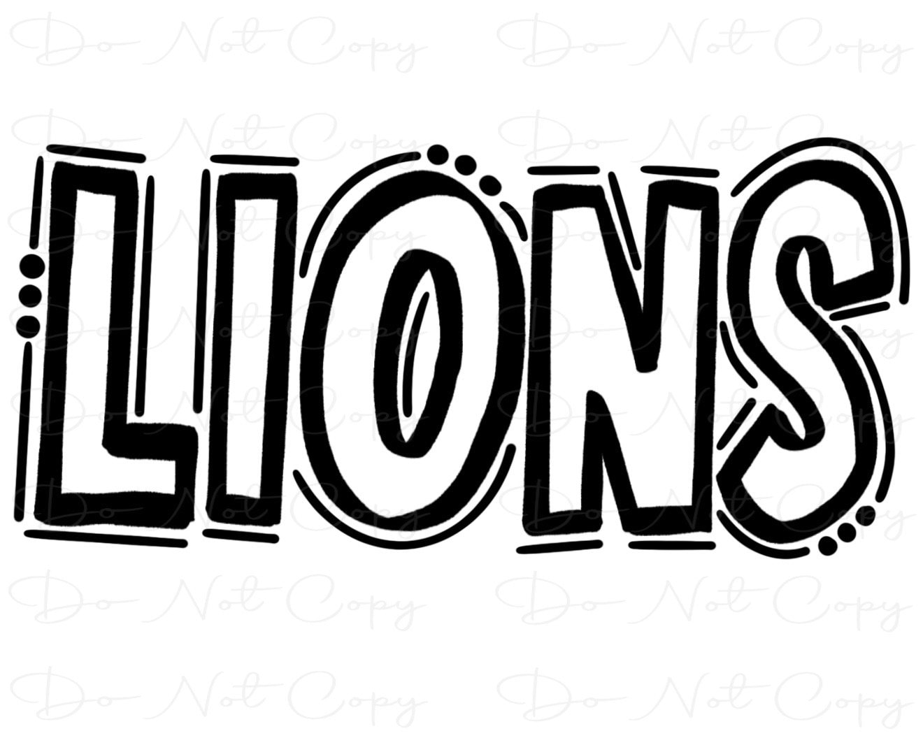 LIONS - Doodle Letters Transparent Background - Sublimation PNG and SVG ...