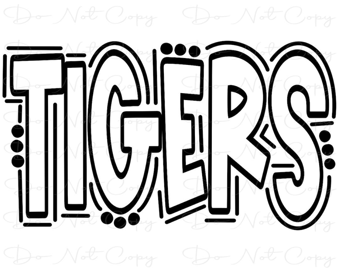 TIGERS - Doodle Word Outline - DTF Sublimation PNG and Svg - Digital ...