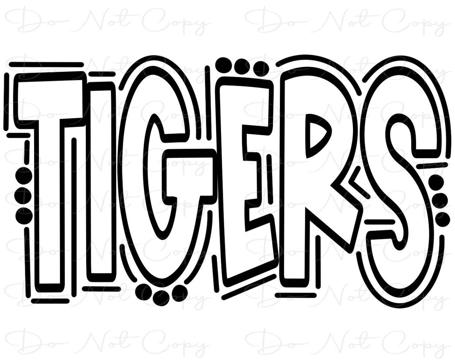 TIGERS - Doodle Word Outline - DTF Sublimation PNG and Svg - Digital ...