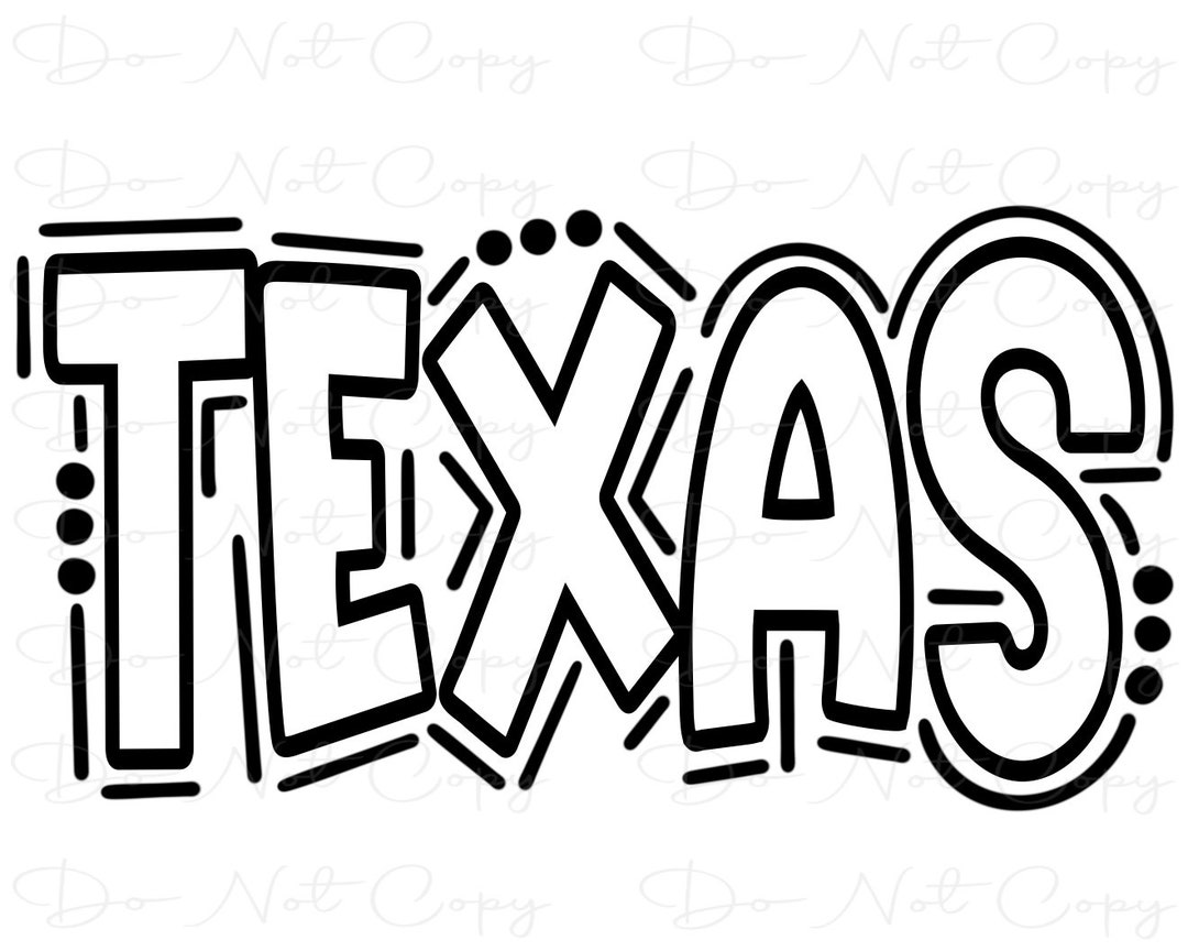 Texas - Doodle Letters Transparent Background - Sublimation PNG and SVG ...