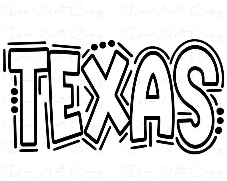 Texas - Doodle Letters Transparent Background - Sublimation PNG and SVG ...