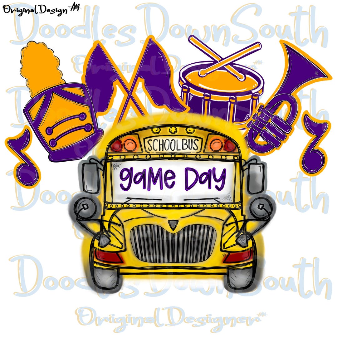 Purple and Gold School Bus PNG: Game Day DTF Sublimation Clip Art - Etsy