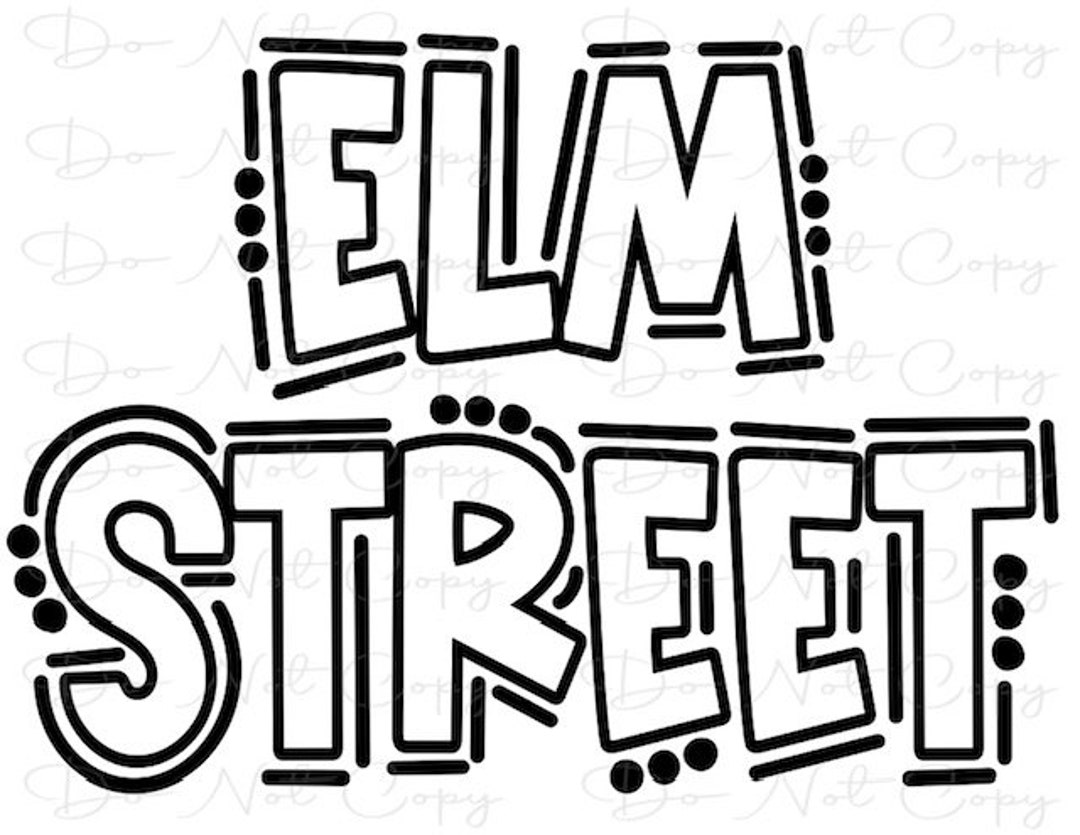 Elm Street - Doodle Letters Transparent Background - Sublimation PNG ...