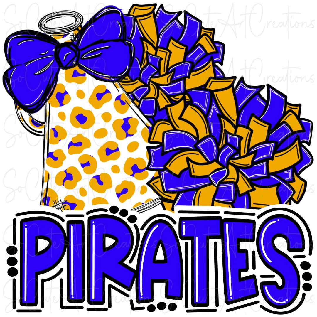 PIRATES - Cheer Pompoms Megaphone Mascot - Doodle Letters - Sublimation ...