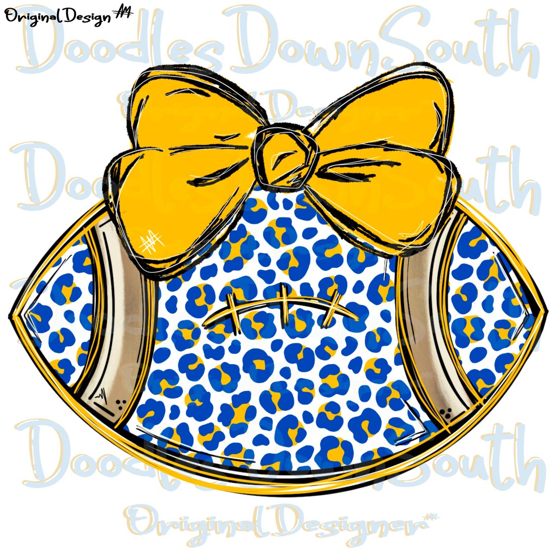 Football and Bow - Blue and Yellow - School Spirit - Sublimation PNG ...