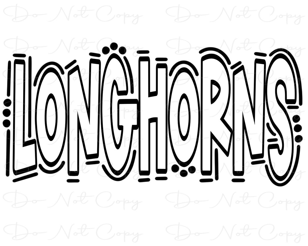 LONGHORNS - Doodle Letters Transparent Background - Sublimation PNG and ...