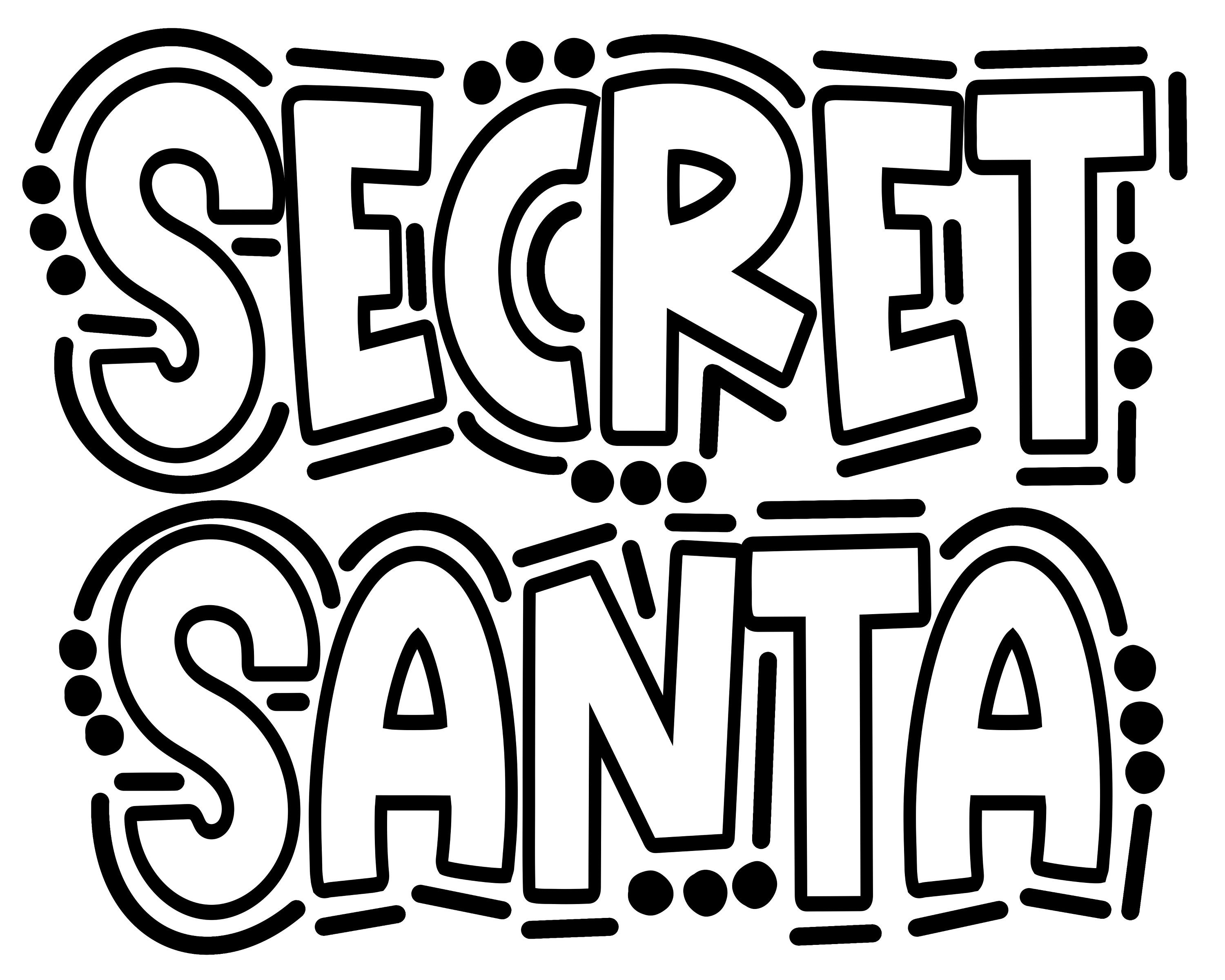 Secret Santa - Doodle Word - Sublimation PNG and SVG - Digital Artwork ...