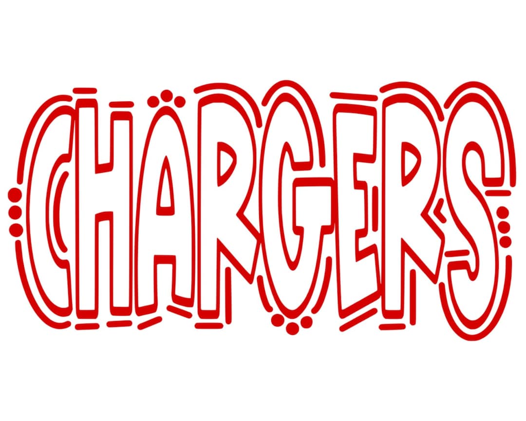 CHARGERS Red - Doodle Letters Transparent Background - Sublimation PNG ...