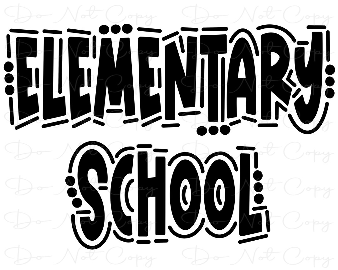 Elementary School - Doodle Word - SOLID - Sublimation PNG and SVG ...