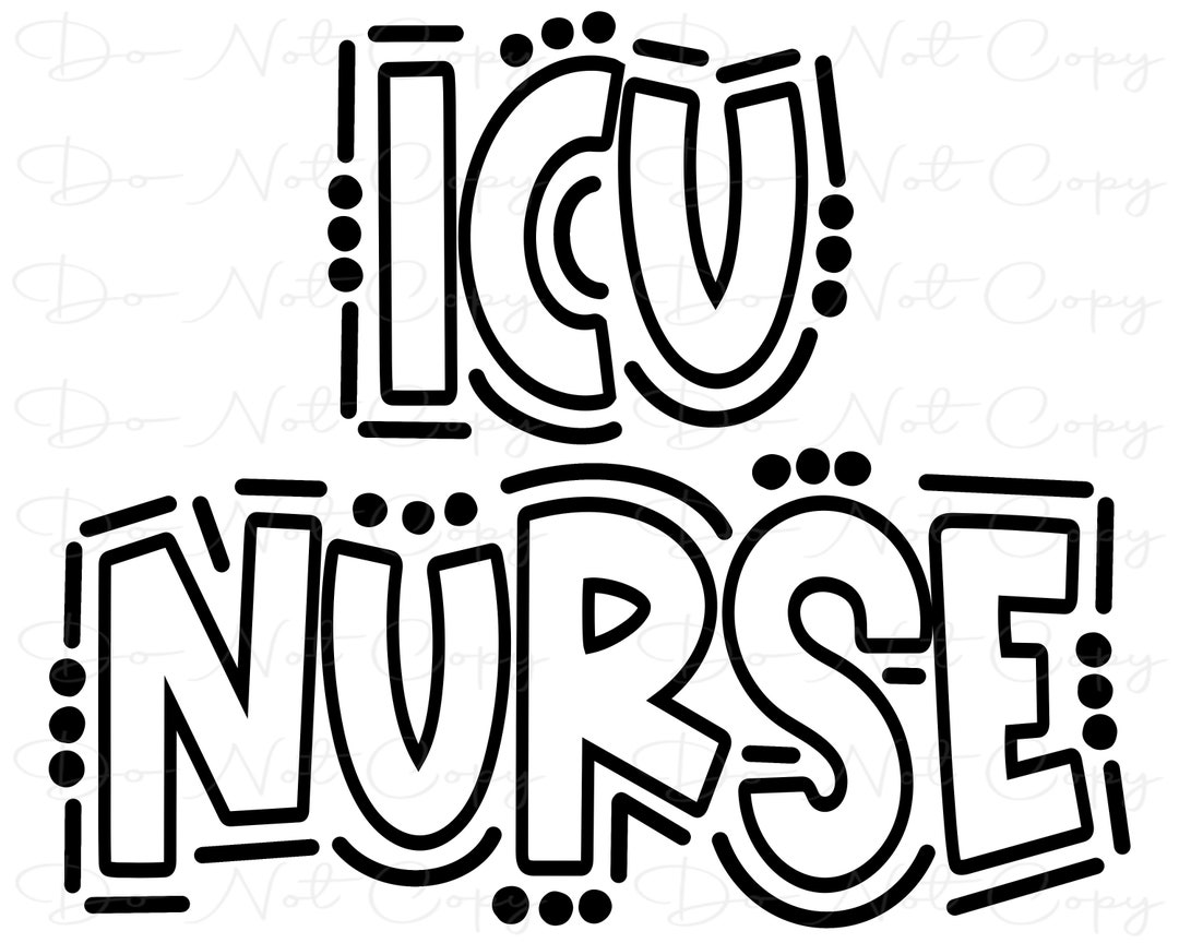 ICU Nurse - Doodle Letters Transparent Background - Sublimation PNG and ...