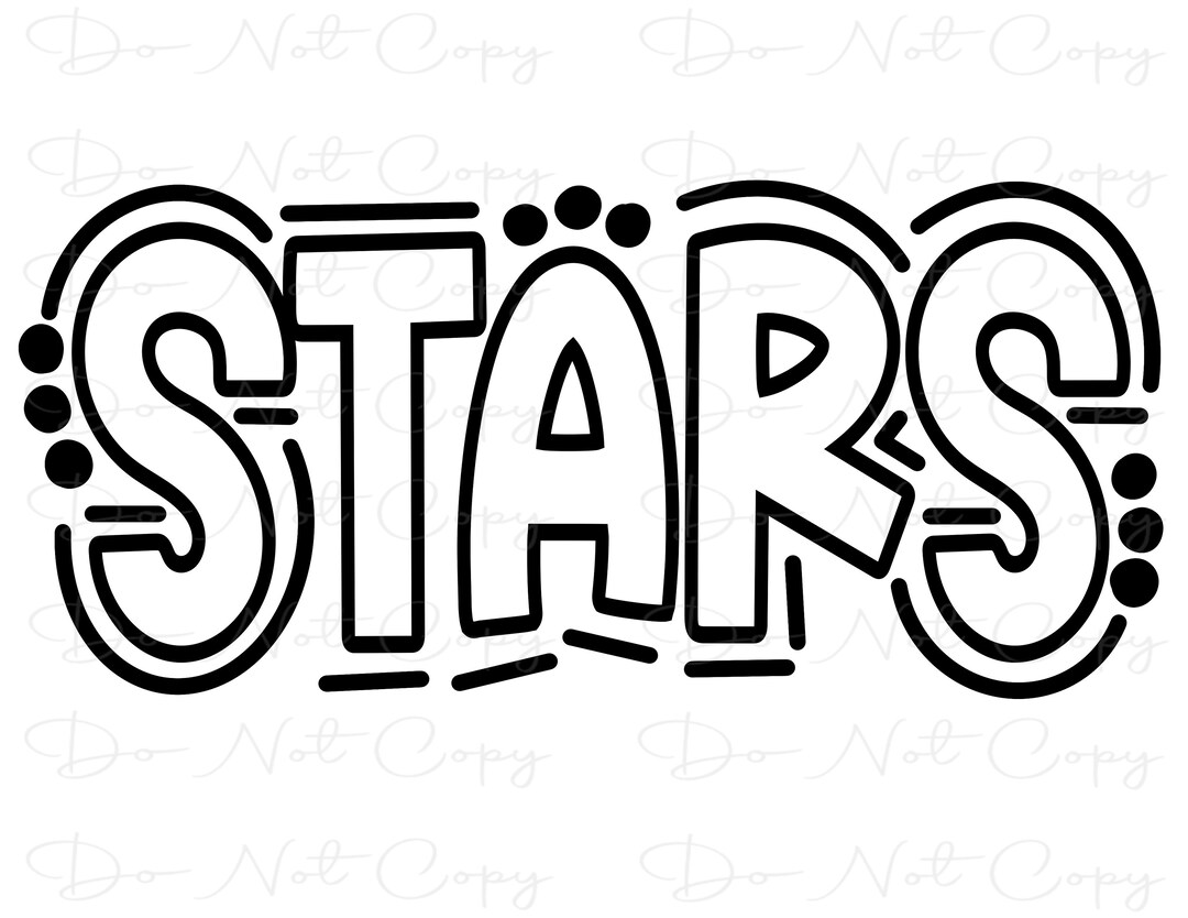 STARS - Doodle Letters Transparent Background - Sublimation PNG and SVG ...