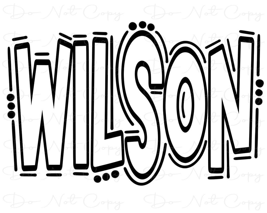 WILSON - Doodle Letters - Transparent - Sublimation PNG SVG - Digital ...
