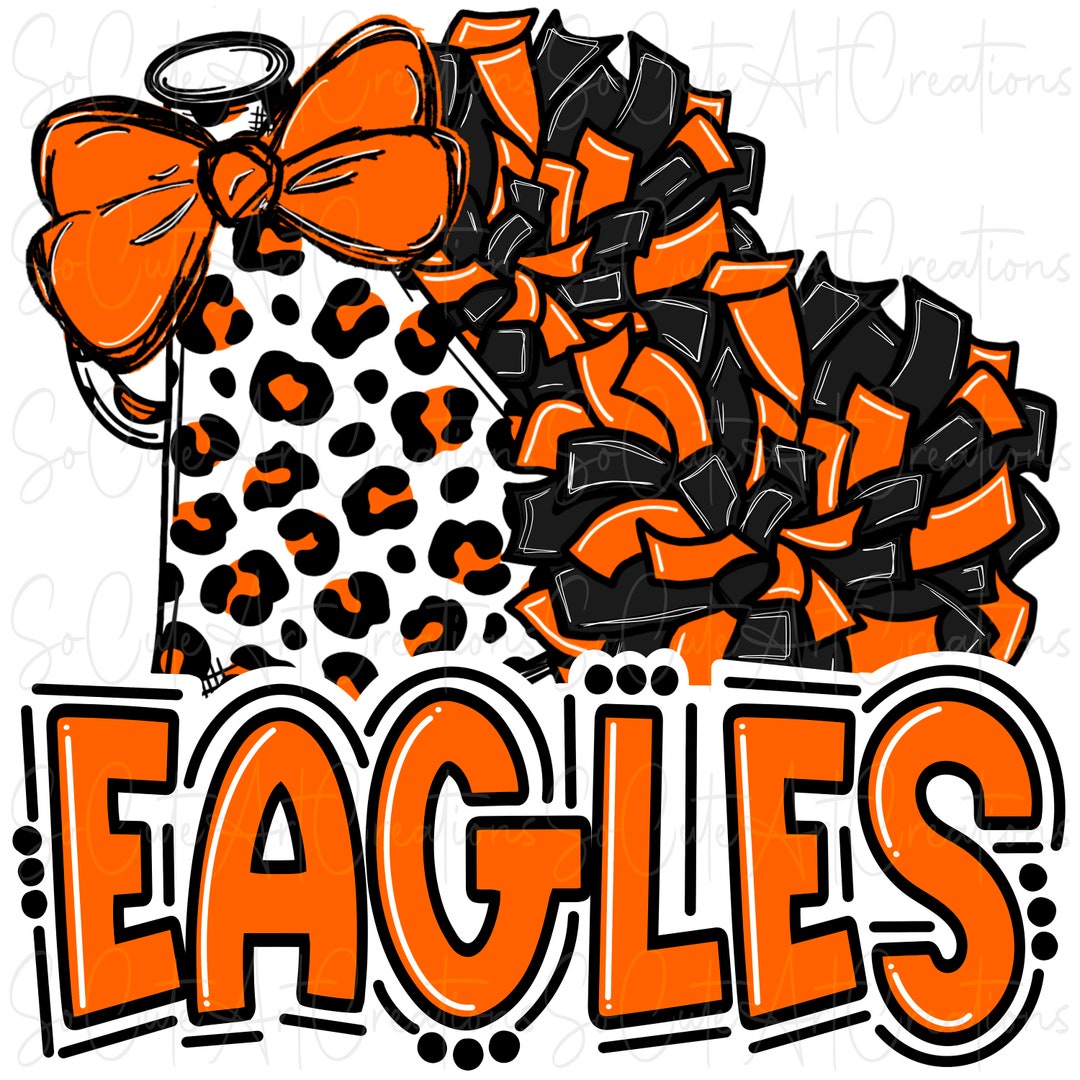 EAGLES - Cheer Pompoms Megaphone Mascot - Black and Maroon - Doodle ...