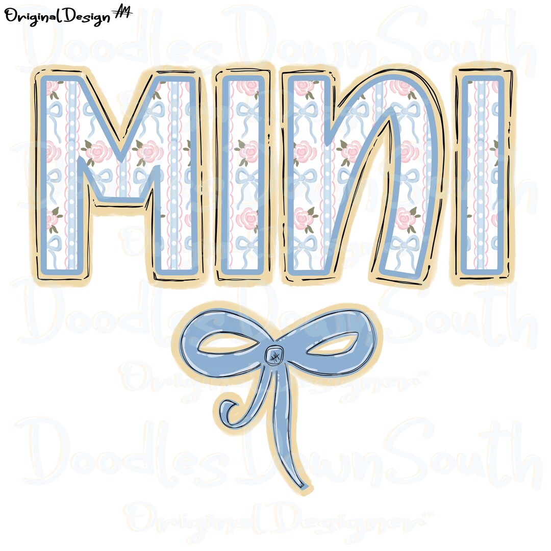 MINI - Coquette Bow - Hand Drawn - DTF Sublimation PNG - Digital ...