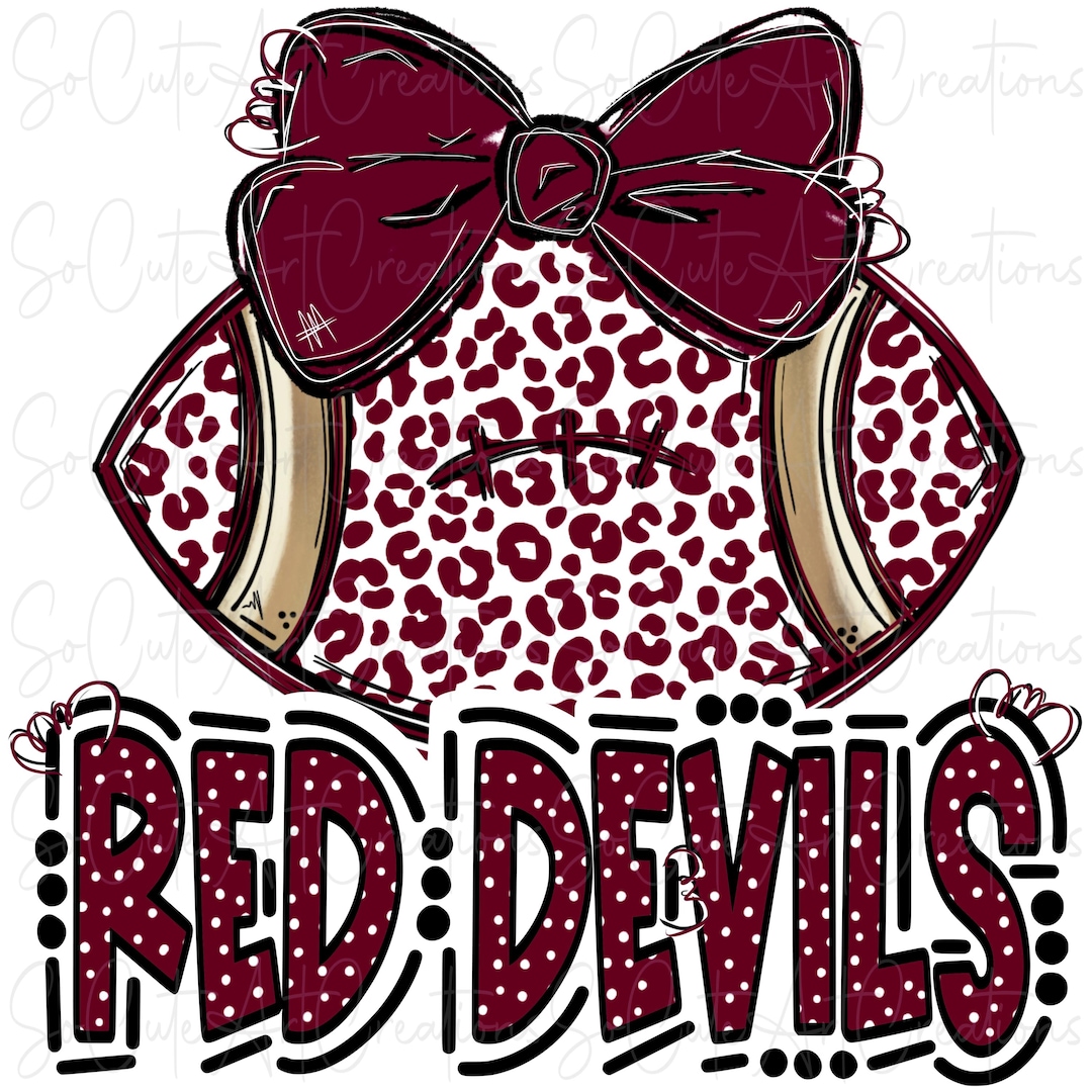 RED DEVILS - Football and Bow - Doodle Letters - School Spirit ...