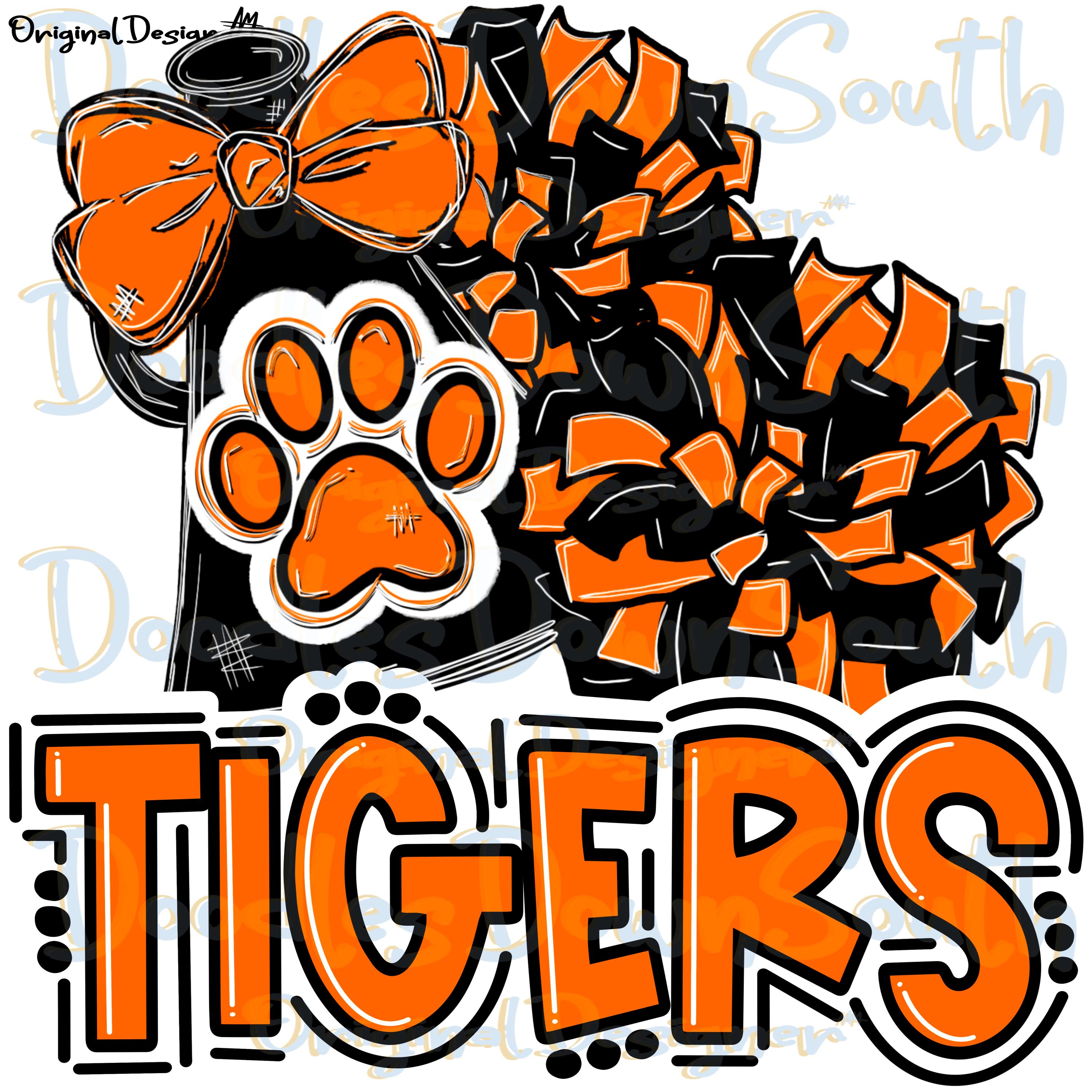 TIGERS - Cheer Pompoms Megaphone Mascot - Doodle Letters - Sublimation ...