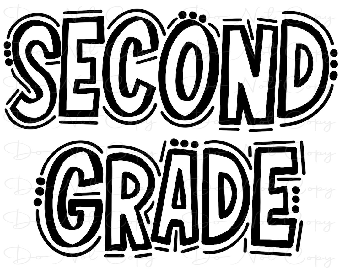 Second Grade - Doodle Letters Transparent Background - Sublimation PNG ...