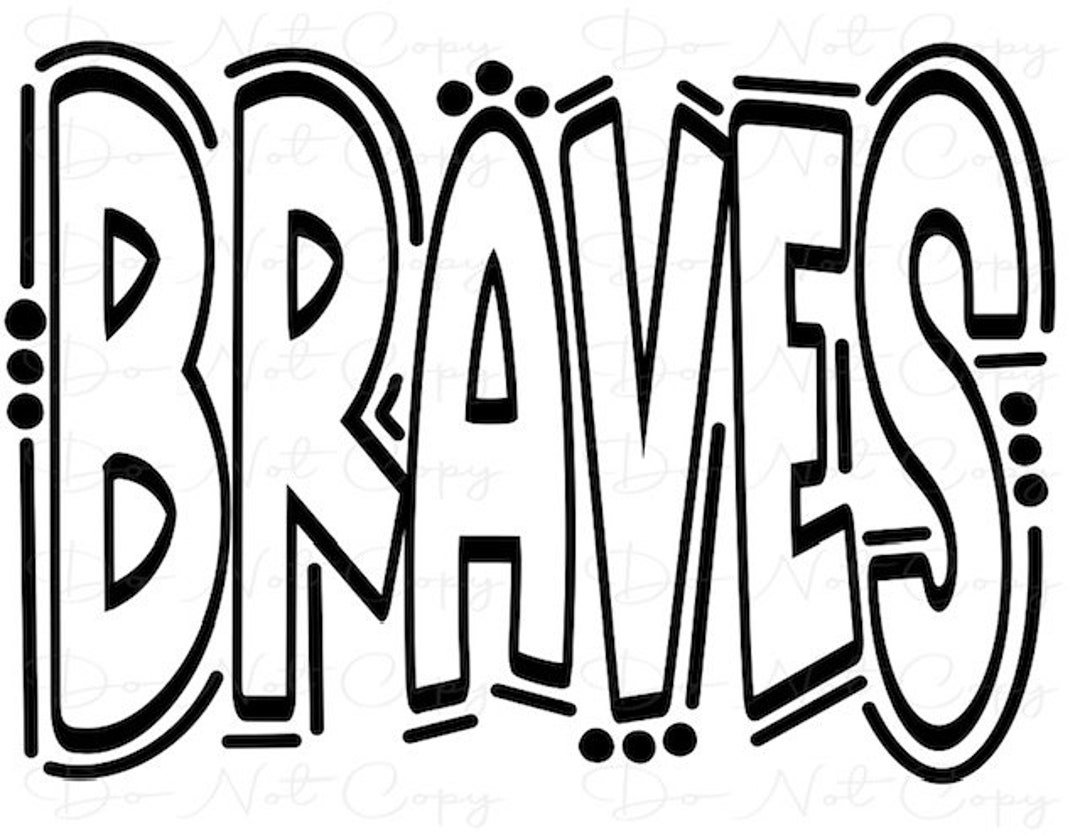 BRAVES - Doodle Letters Transparent Background - Sublimation PNG and ...