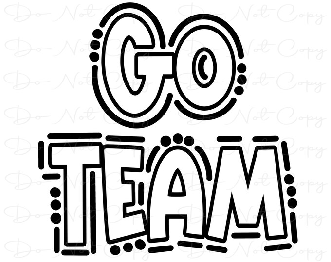 Go Team Doodle Word Sublimation PNG and SVG Digital Artwork Clip Art - Etsy