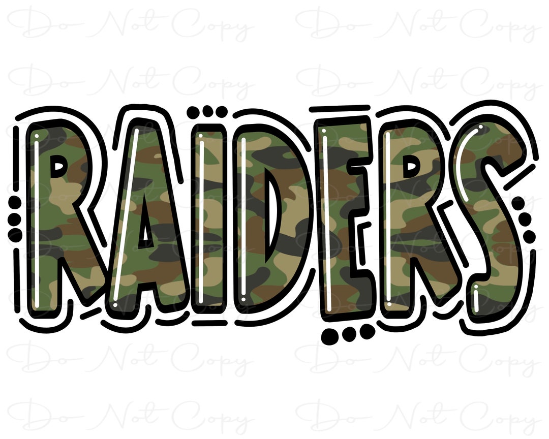 RAIDERS - Camo - Doodle Letters - Sublimation PNG - Digital Artwork - Etsy