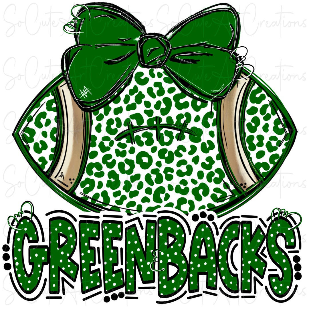 GREENBACKS - Football and Bow - Doodle Letters - School Spirit ...