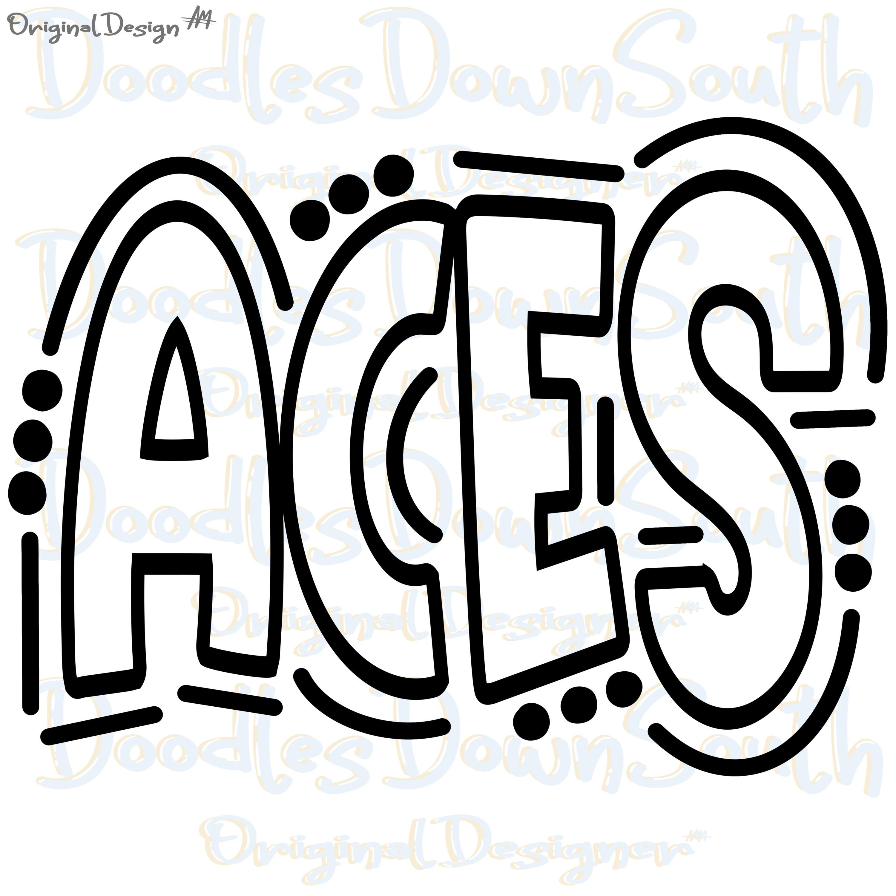 ACES - Doodle Word Outline - Sublimation PNG and SVG - Digital Artwork ...