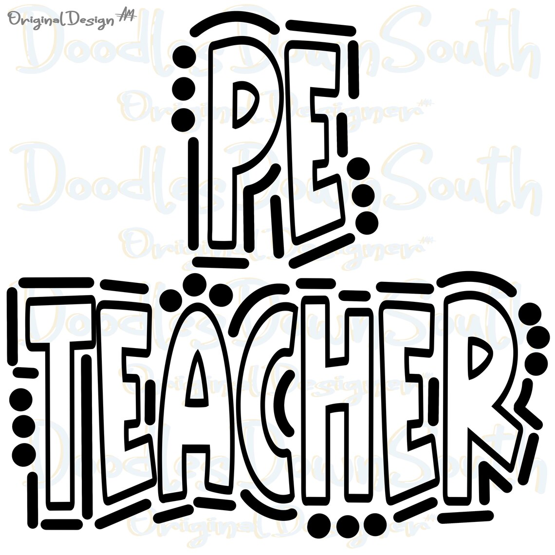 PE Teacher - Doodle Word Outline - Sublimation PNG and SVG - Digital ...