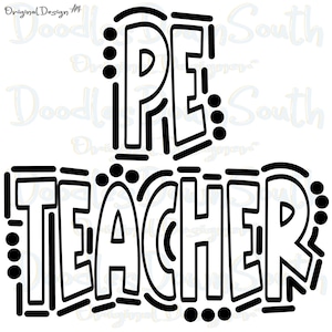 PE Teacher - Doodle Word Outline - Sublimation PNG and SVG - Digital ...