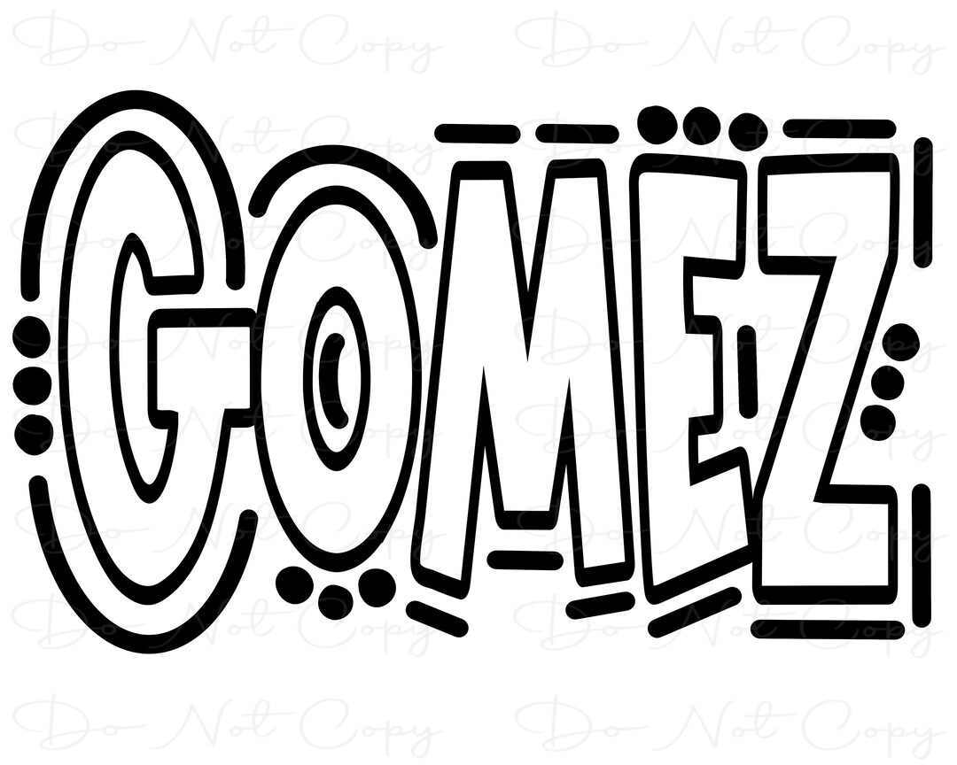 GOMEZ - Doodle Letters - Transparent - Sublimation PNG SVG - Digital ...
